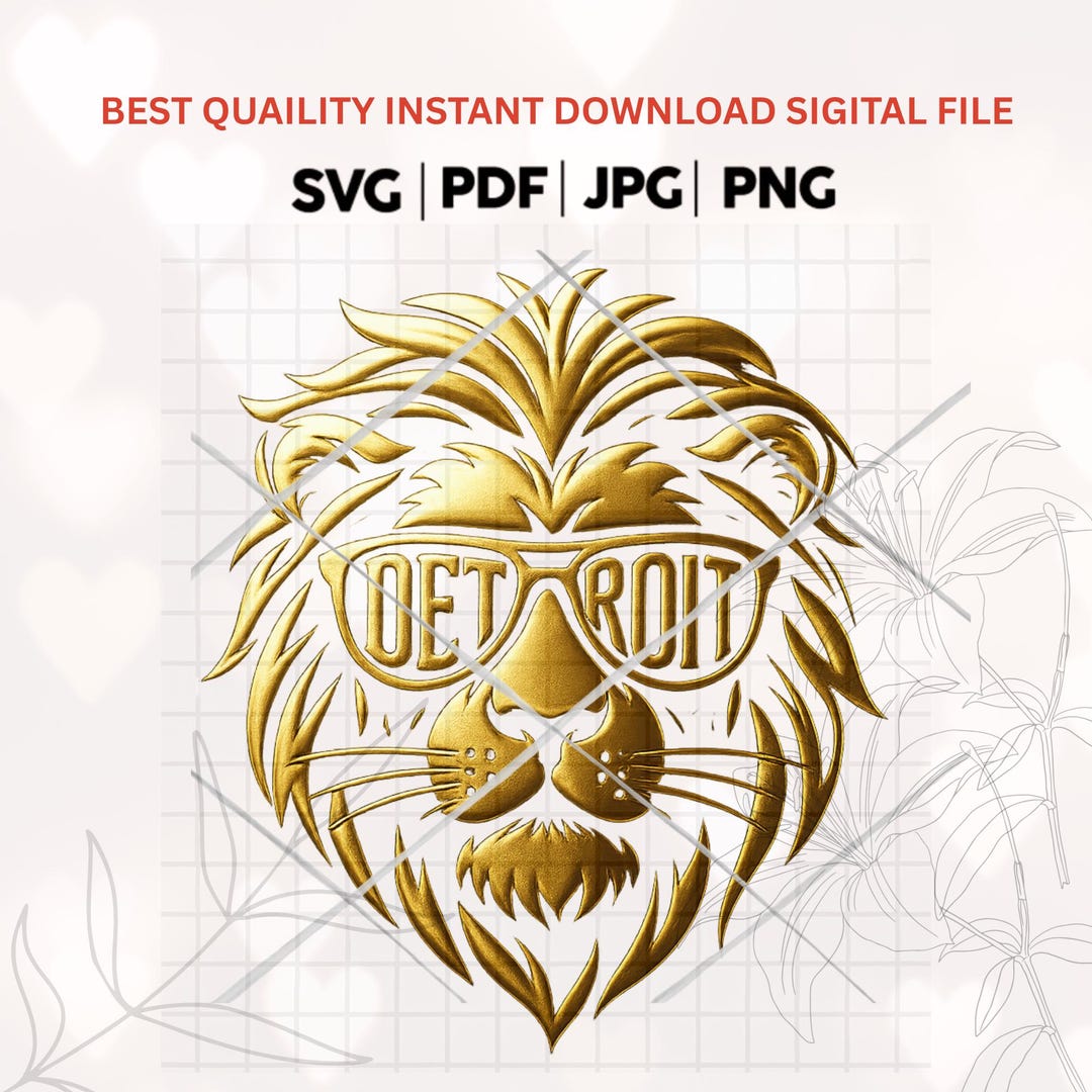 Premium Gold Detroit Lion Logo Design | Trendy Graphic Art ...