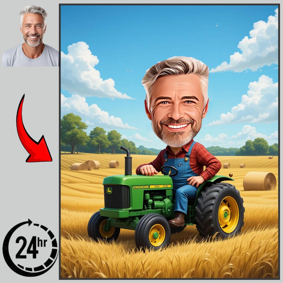 Gift for Farmer, Custom Farmer Caricature From Photo, Funny Farmer Dad ...
