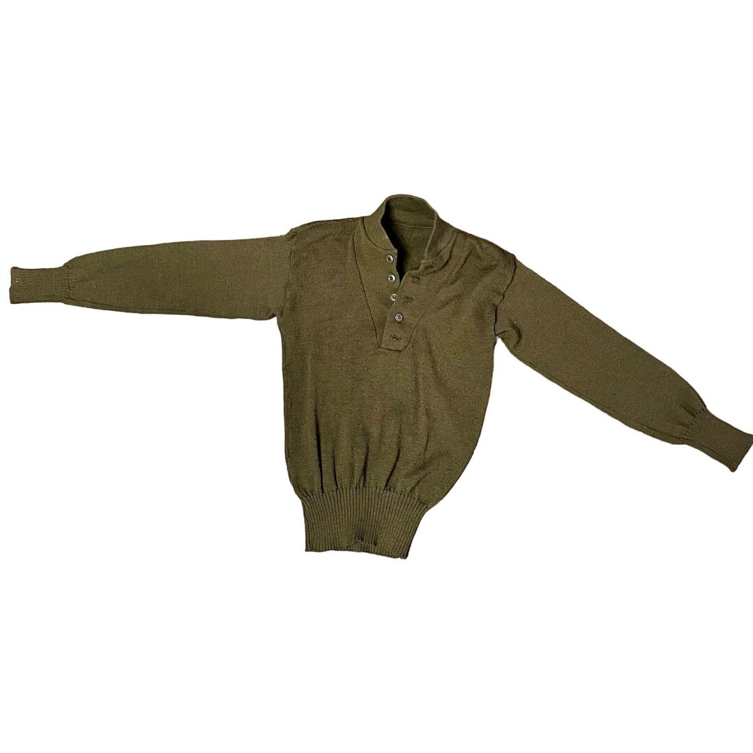 Vintage Original WW2 U.S. Army Issued V Neck Five Button Knit OD Wool ...