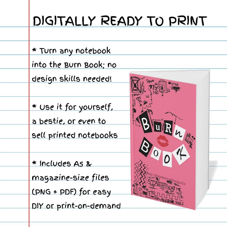 Burn Book Notebook Cover Printable Digital Download for A5 or Magazine ...