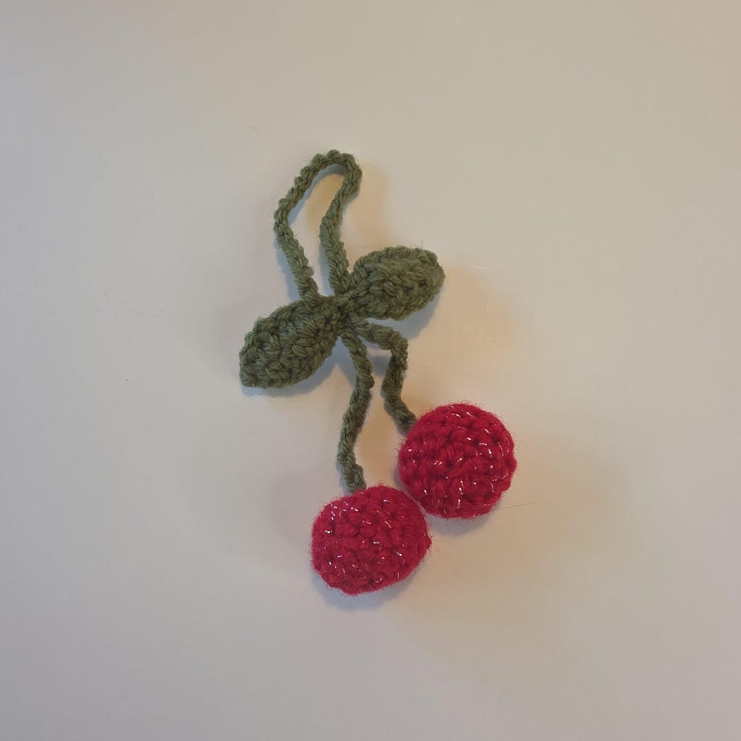 Cherry Car Hanger, Crochet Car Hanger, Crochet Cherries, Fruit Decor ...
