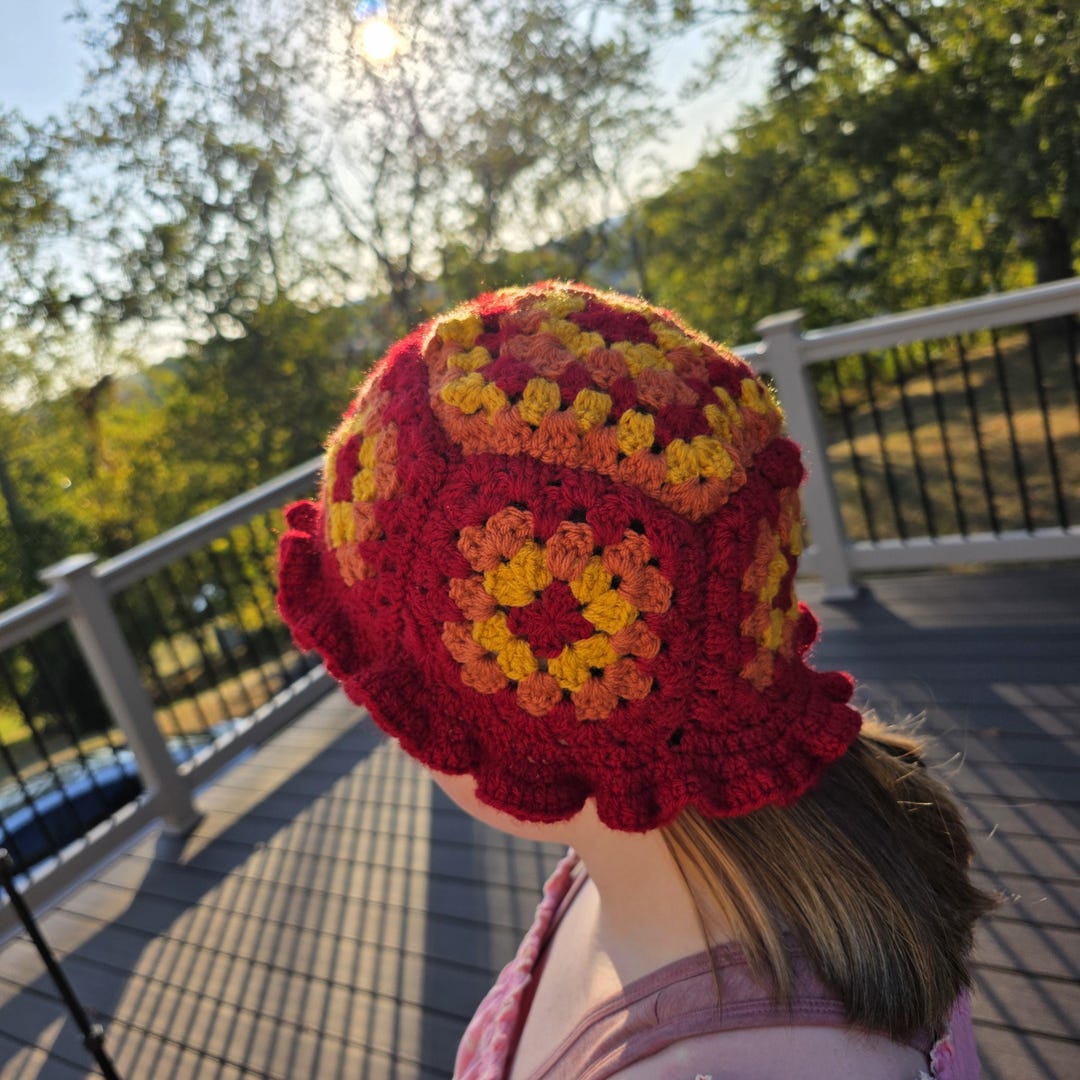 Fall Bucket Hat, Granny Square Bucket Hat, Small Bucket Hat, Fall ...