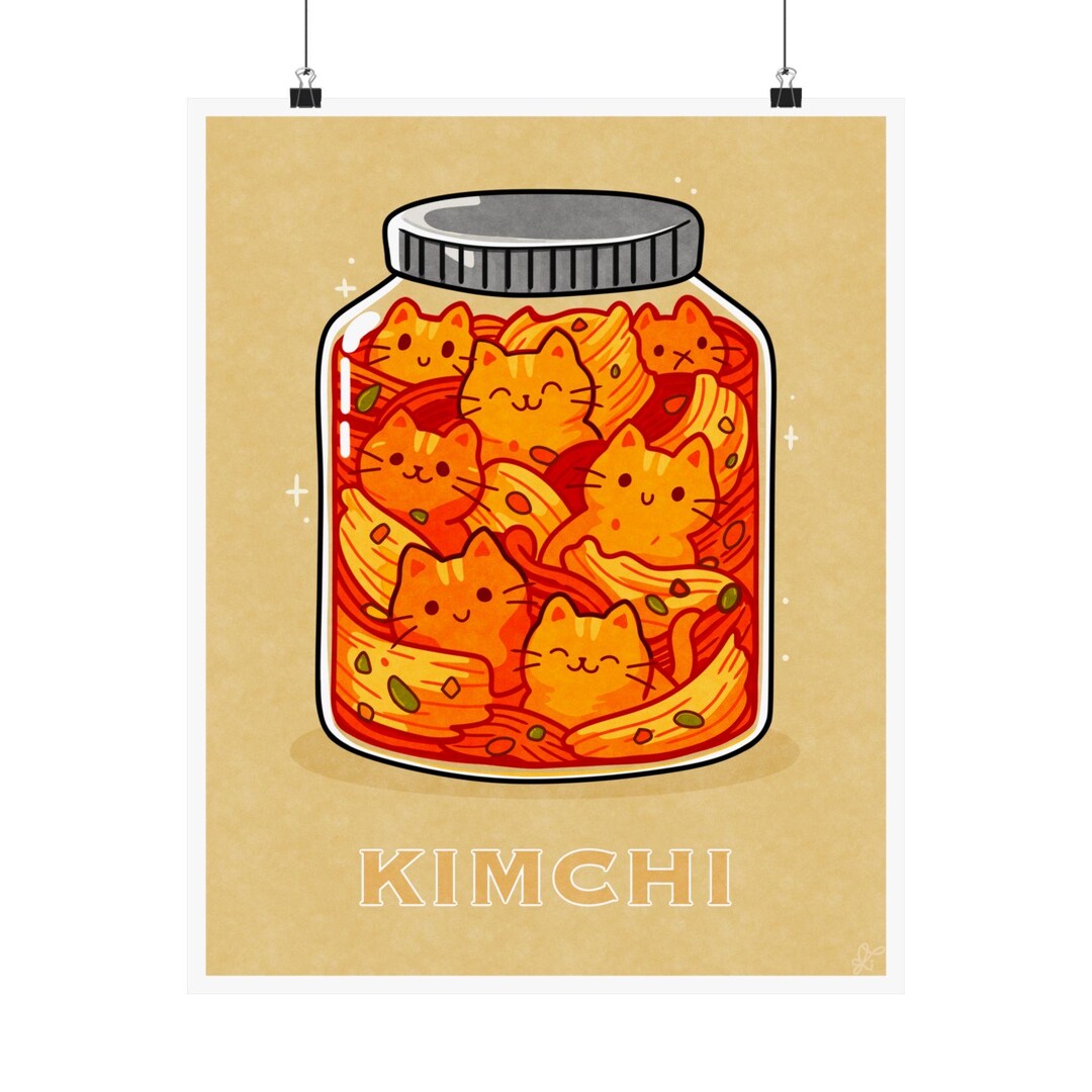 Kimchi Cat Art Print: Kawaii Kitchen Poster (digital Download) - Etsy