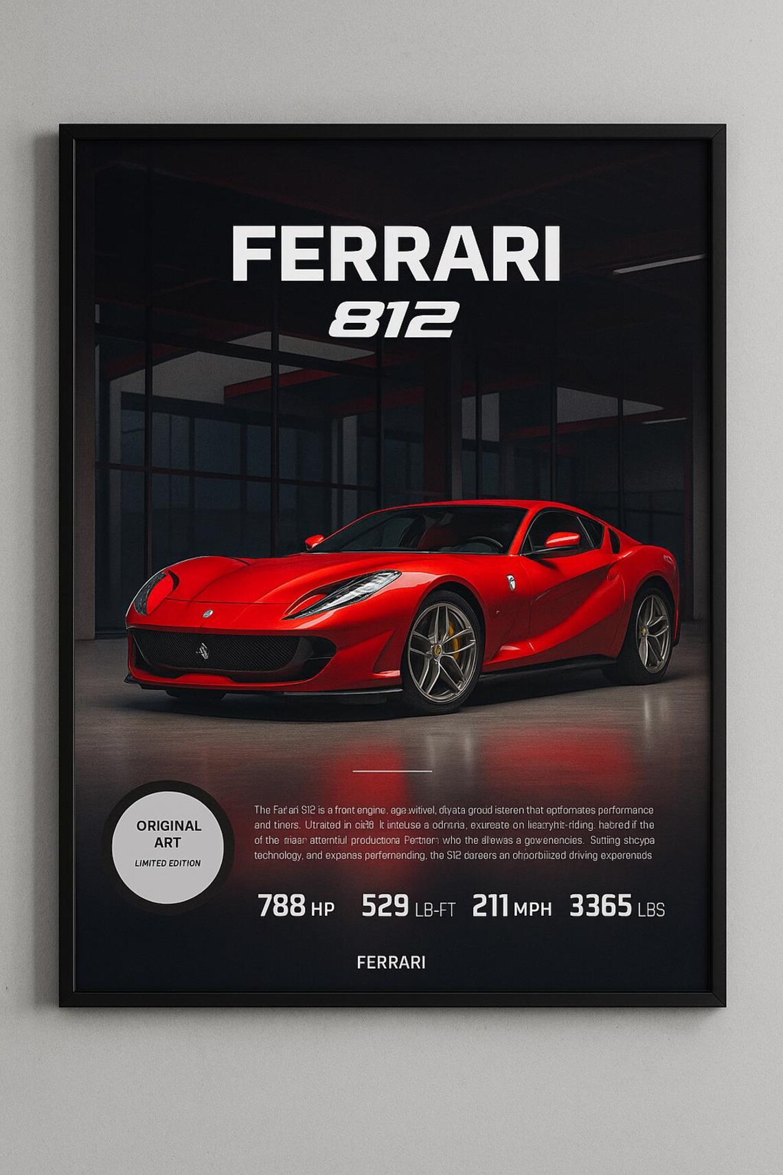 Ferrari 812 Superfast Poster: Red Sports Car Wall Art - Etsy