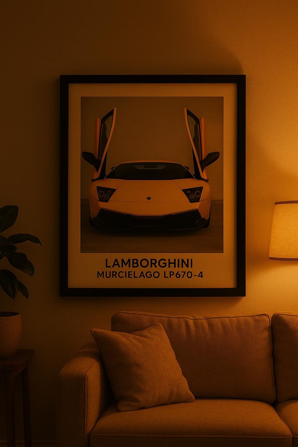 Lamborghini Murciélago Poster: Yellow Supercar Wall Art (digital ...