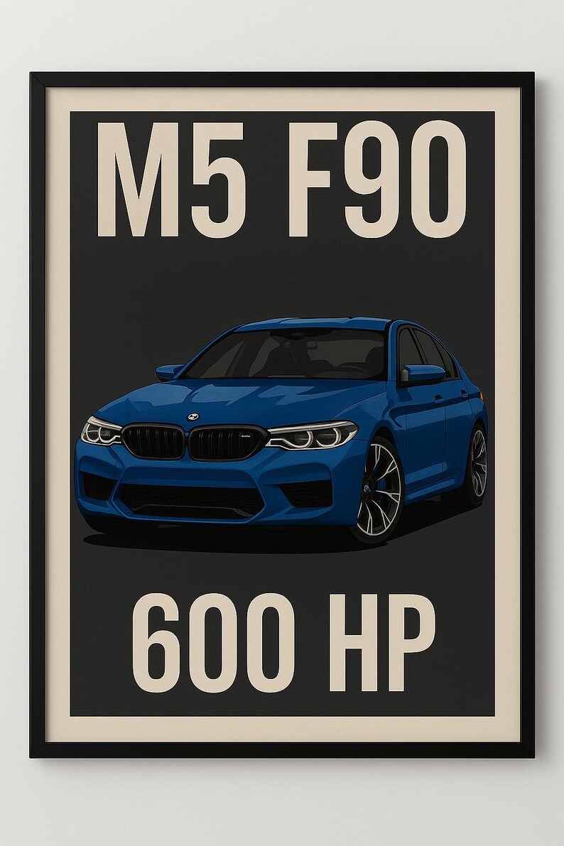 BMW M5 F90 Poster | Modern Car Wall Art | Sports Sedan Print | Gift for ...