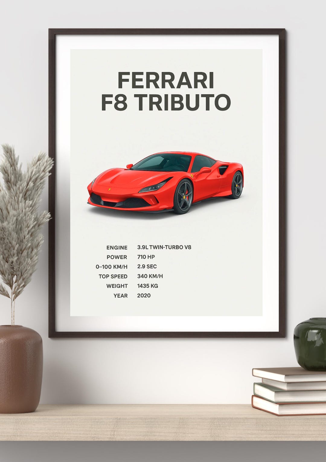 Ferrari F8 Tributo Poster: Italian Supercar Wall Art (digital Download ...
