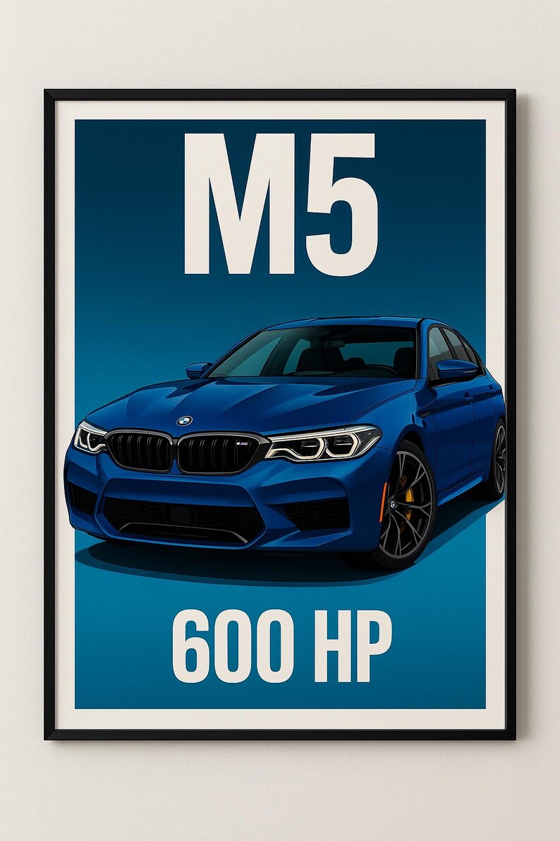 BMW M5 F90 Poster | Modern Car Wall Art | Sports Sedan Print | Gift for ...