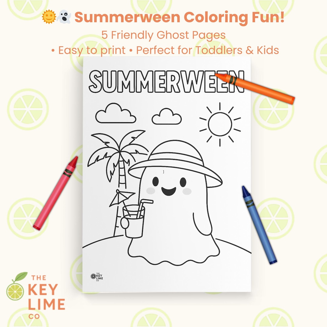 Summerween Coloring Pages | Cute Ghost Summer Activities | Toddler ...