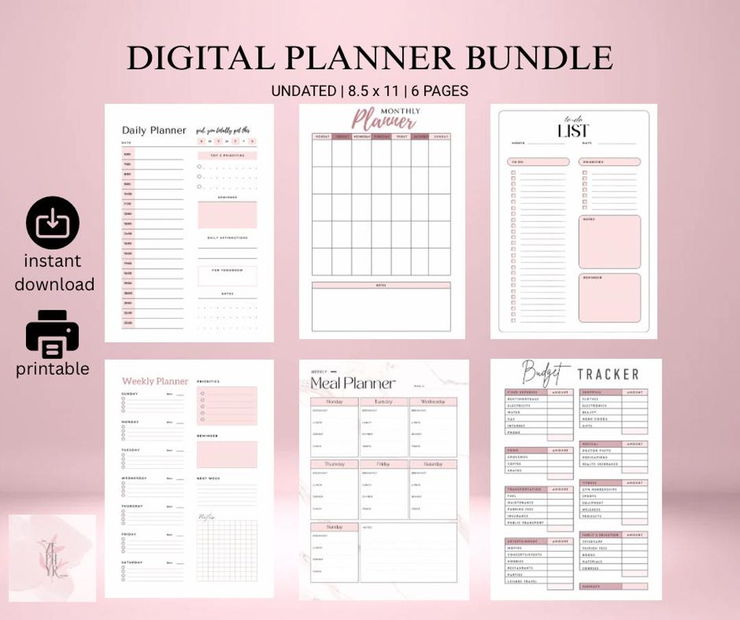Printable Digital Planner Bundle | Daily, Weekly, Monthly (PDF) - Etsy