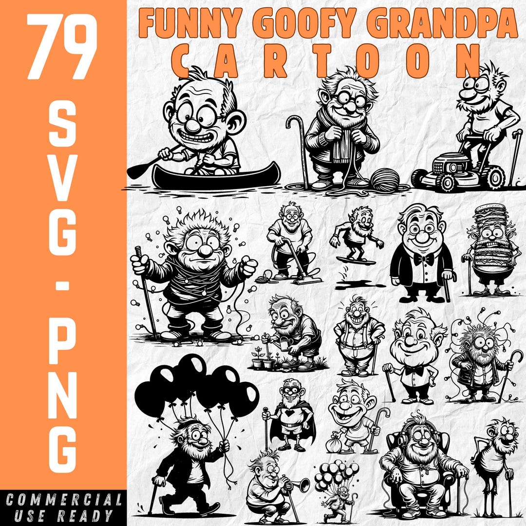 Funny Goofy Grandpa Cartoon: SVG PNG Files for Cricut (commercial Use ...