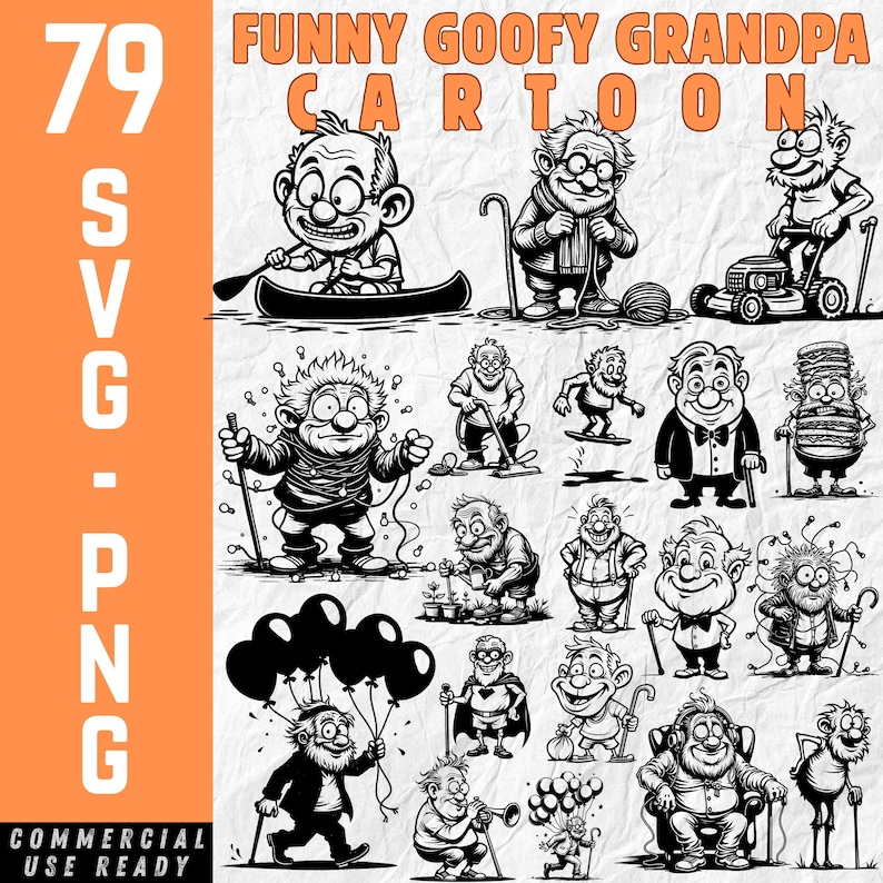Funny Goofy Grandpa Cartoon: SVG PNG Files for Cricut (commercial Use ...