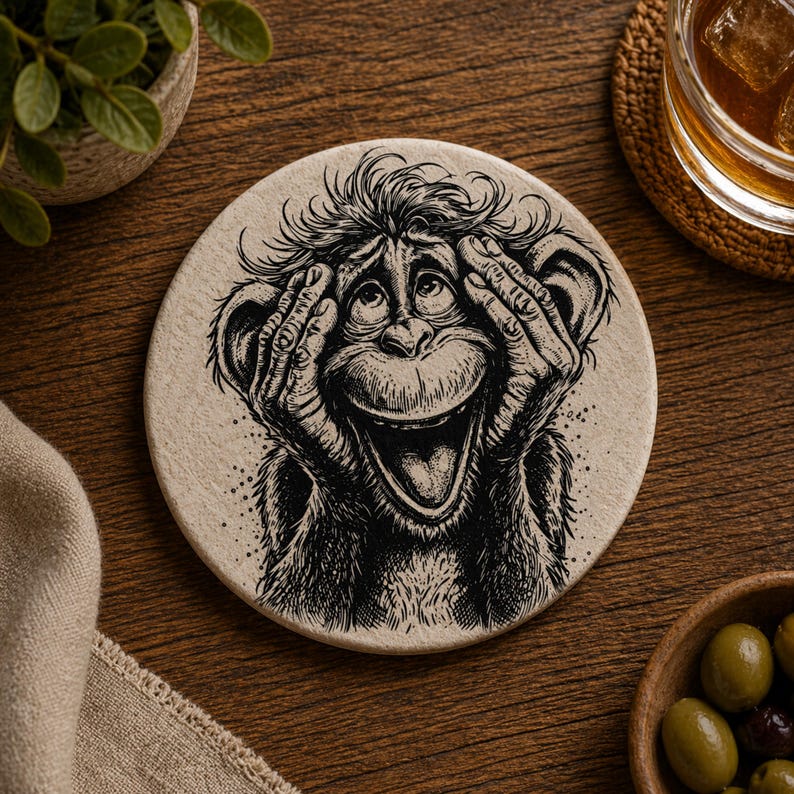 Quirky Safari Animals SVG: Laser Engrave File Coaster & Wall Art ...