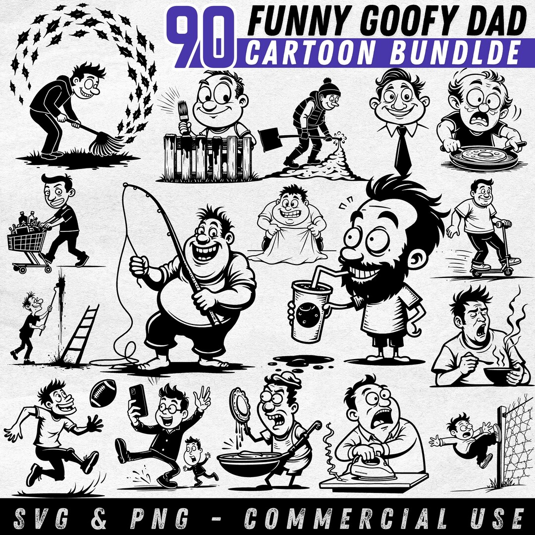 Funny Goofy Dad Cartoon: SVG PNG Files for Cricut (commercial Use ...