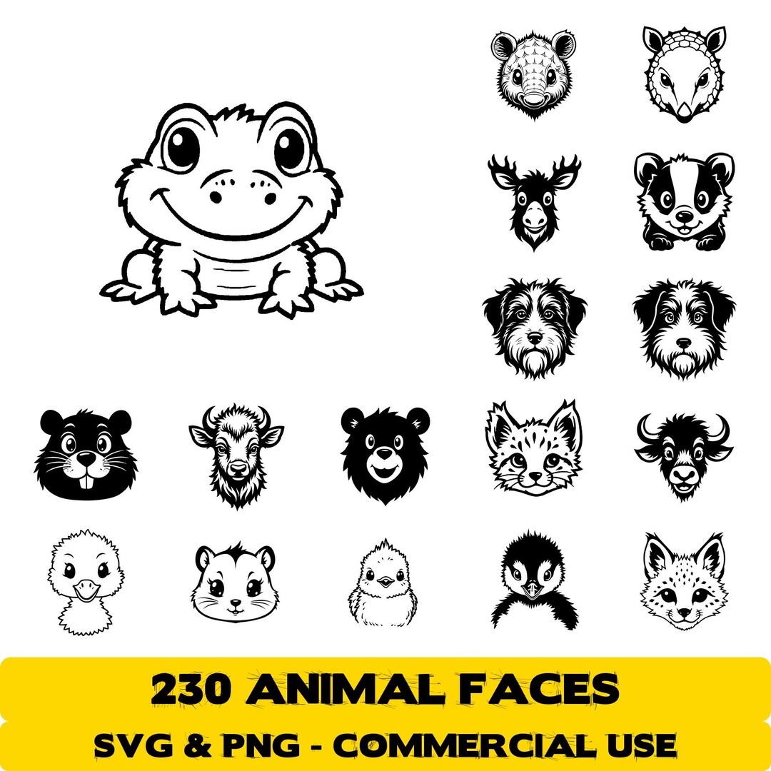 Animal Face SVG Bundle: North America Designs (commercial Use, Instant ...
