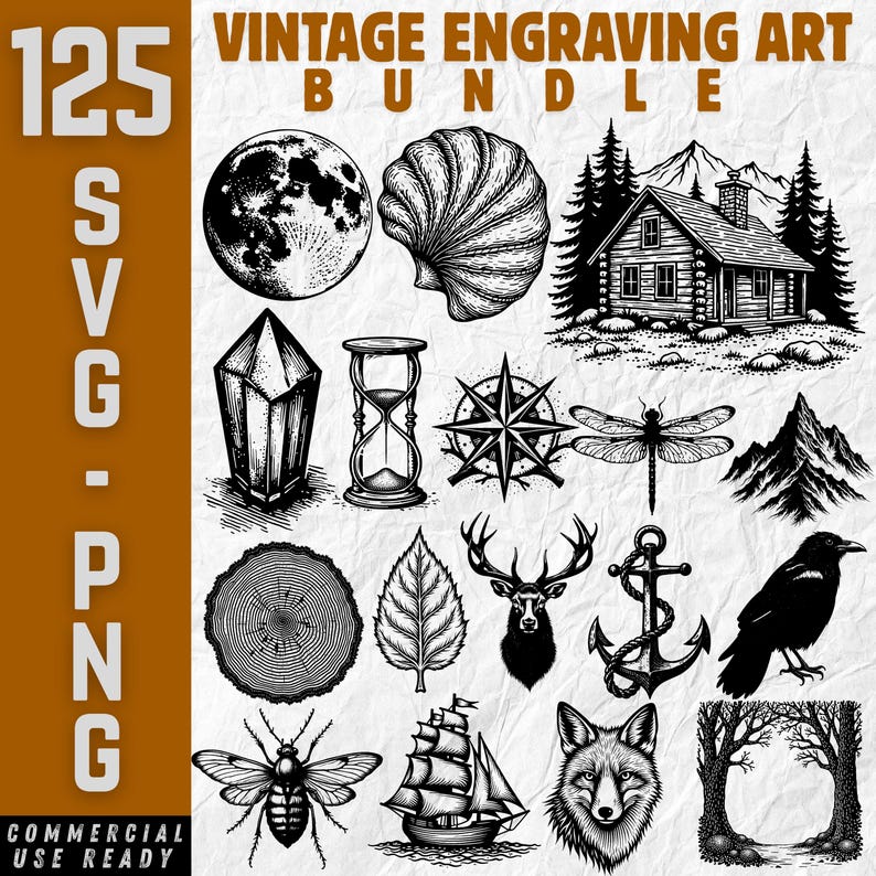 Vintage Engraving Art: SVG PNG Files for Cricut (commercial Use ...