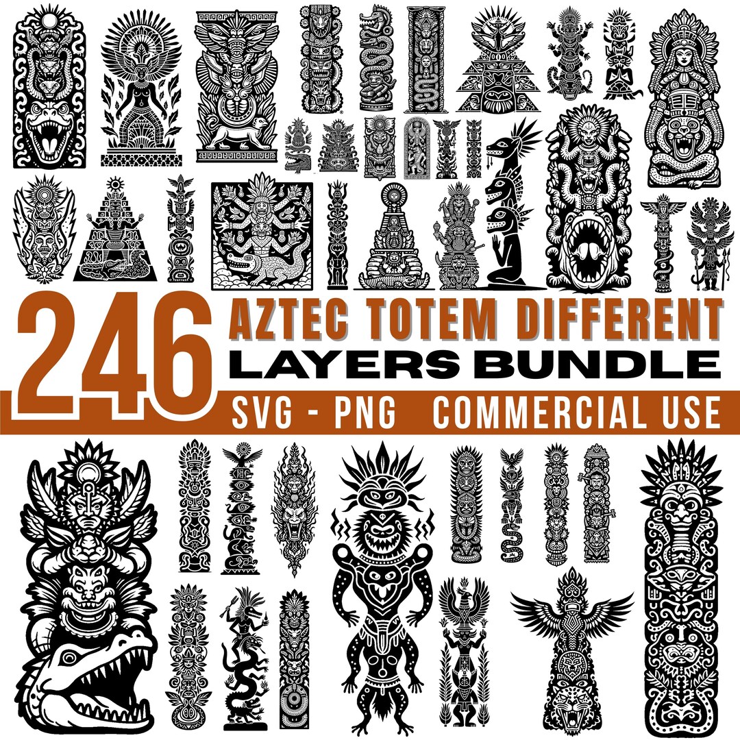 Aztec Totem Different Layers Bundle: SVG PNG Files for Cricut ...
