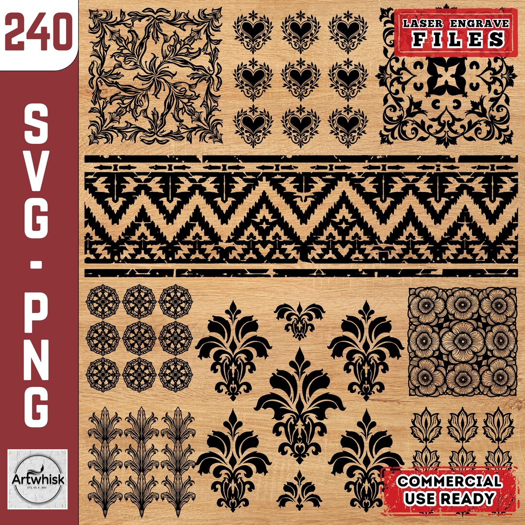 Heritage Baroque Graphics Laser Engrave File: Coaster & Wall Art ...