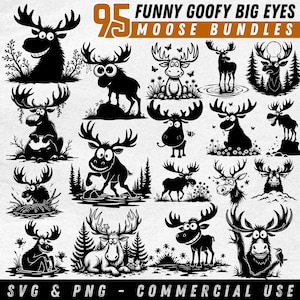 Funny Goofy Moose Big Eyes: SVG PNG Files for Cricut (commercial Use ...