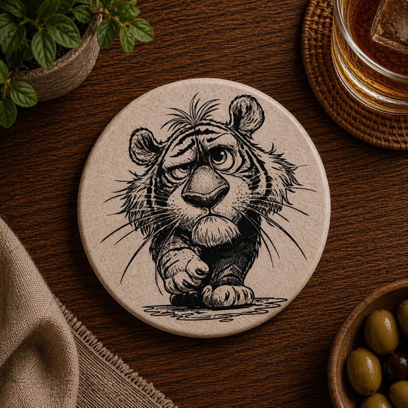 Quirky Safari Animals SVG: Laser Engrave File Coaster & Wall Art ...