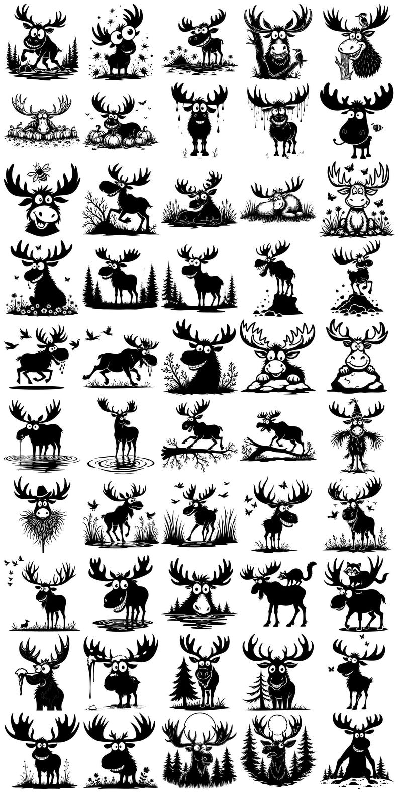 Funny Goofy Moose Big Eyes: SVG PNG Files for Cricut (commercial Use ...