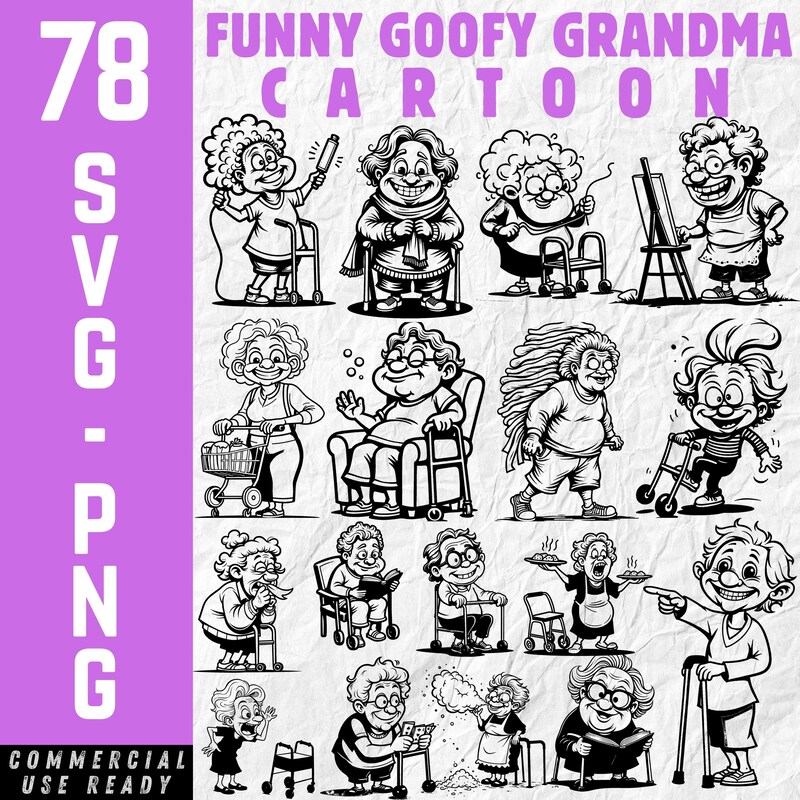 Funny Cartoon Grandma - Etsy