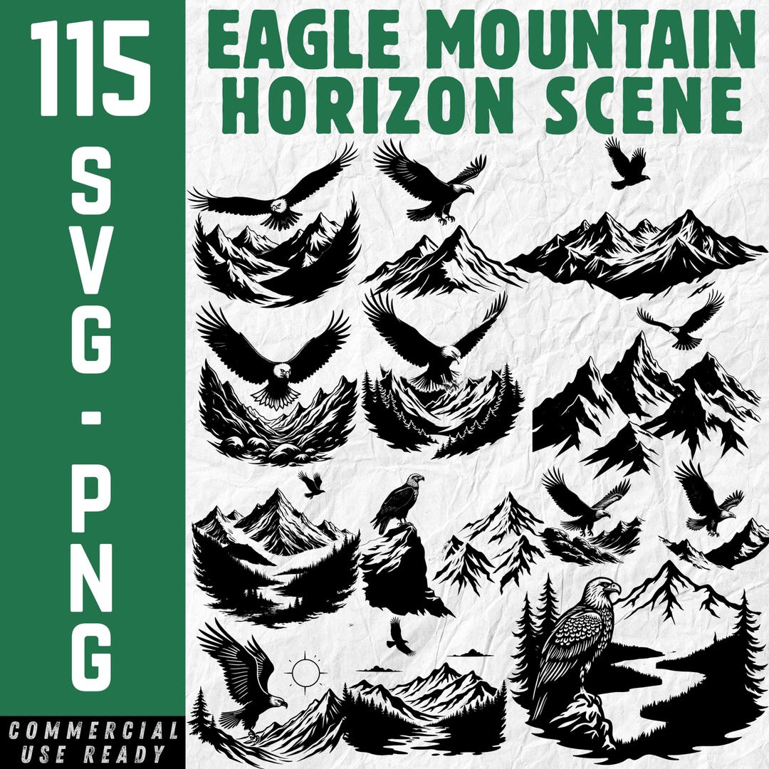 Eagle Mountain Horizon Scene: SVG PNG Files for Cricut (commercial Use ...