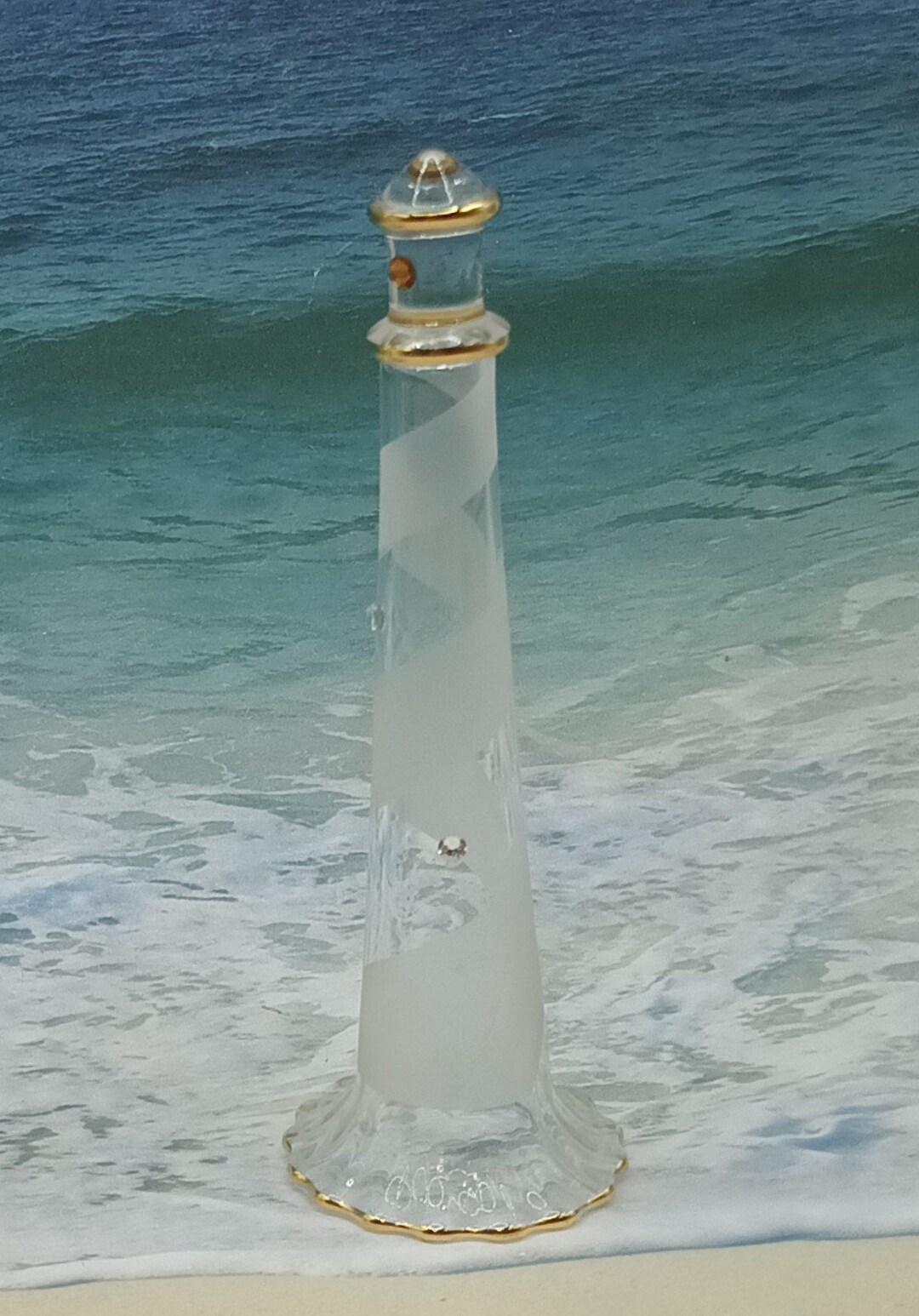 GLASS BARON Lighthouse 4 22k Gold Trim 3 SWAROVSKI Crystals Free ...