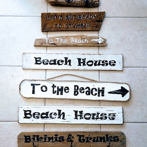BEACH SIGNS ~ Rustic/driftwood ~ Hooks ~ Pecky Cypress Wood ~ Choose 8 ...