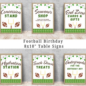 Football Birthday Party Table Signs, Editable First Year Down Table ...