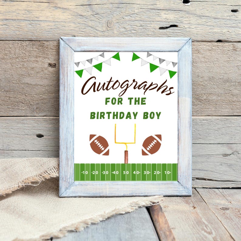 Football Birthday Party Table Signs, Editable First Year Down Table ...