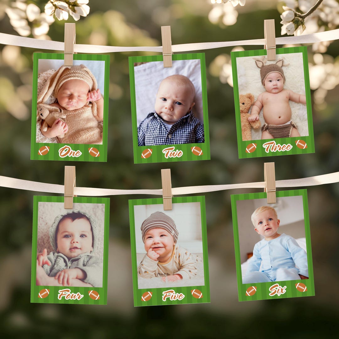 First Down Birthday Baby's First Year Photo Banner, Editable Football ...