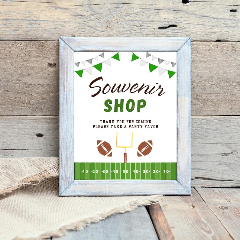 Football Birthday Party Table Signs, Editable First Year Down Table ...