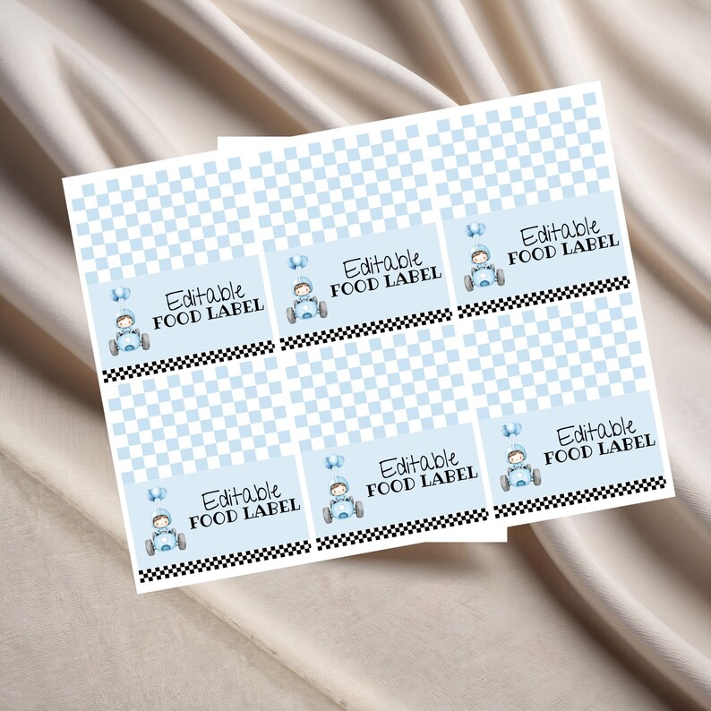 Editable Fast One Birthday Food Labels, Folded and Flat Food Labels ...