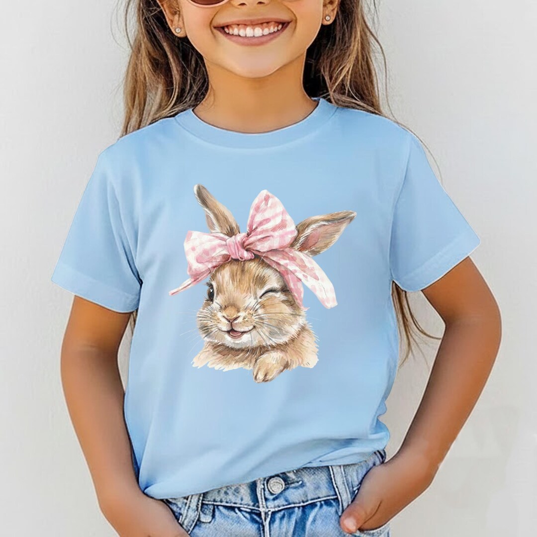 Winking Bunny With Pink Bow T-shirt, Cute Easter Rabbit Sweatshirt ...