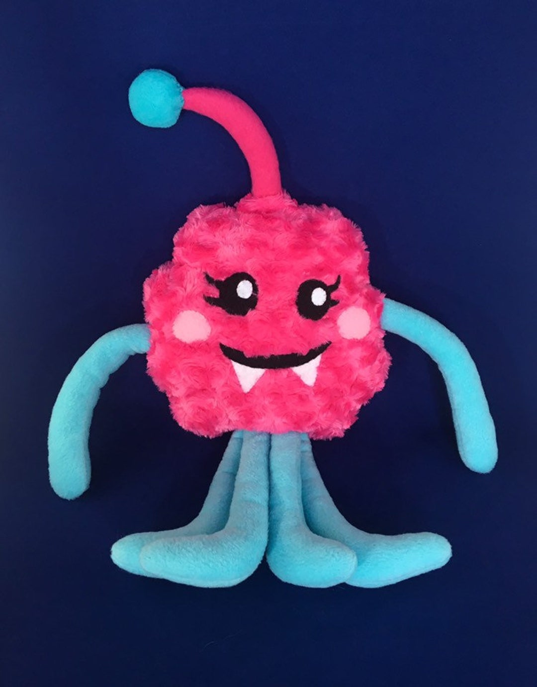 Large Pink Alien Plushie – Handmade Kawaii Monster Toy – Soft Stuffed ...
