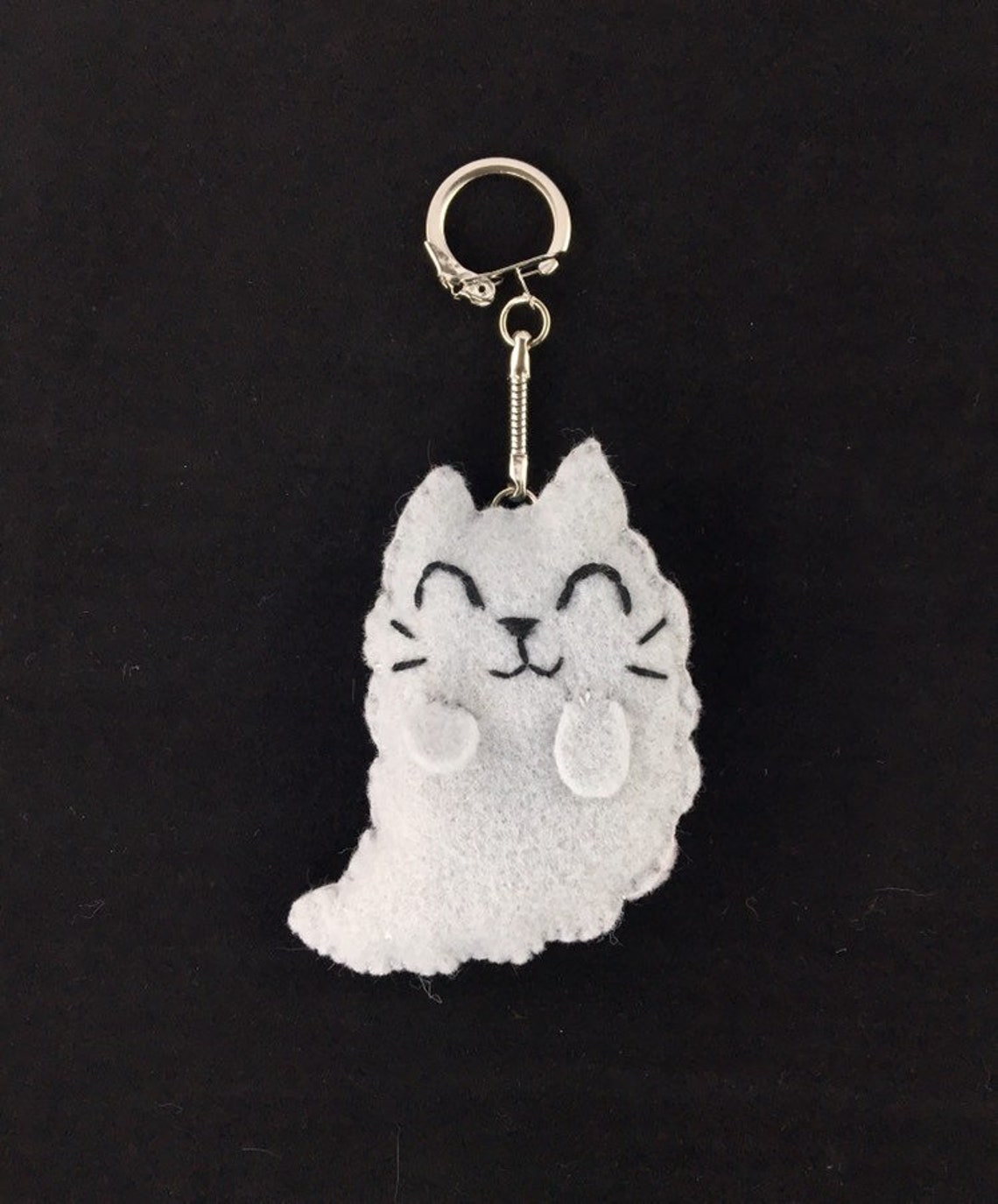 Fluffy Ghost Cat Keychain - Etsy