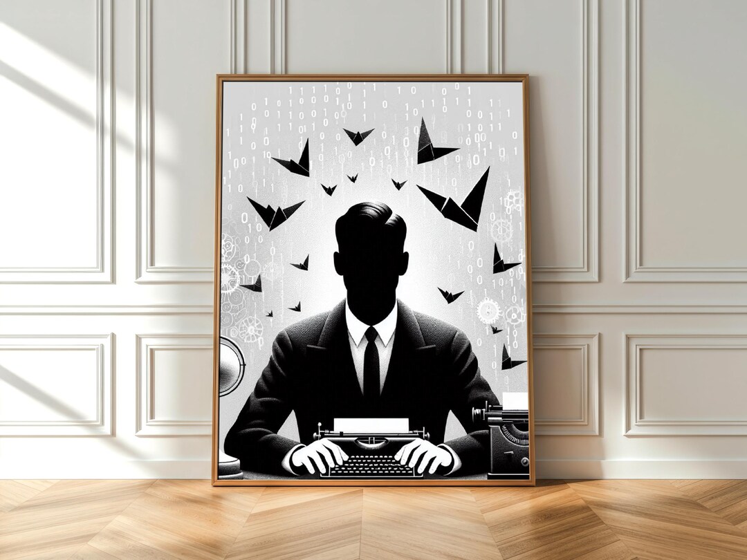 Alan Turing Minimalist Wall Art – Abstract Black and White Portrait ...