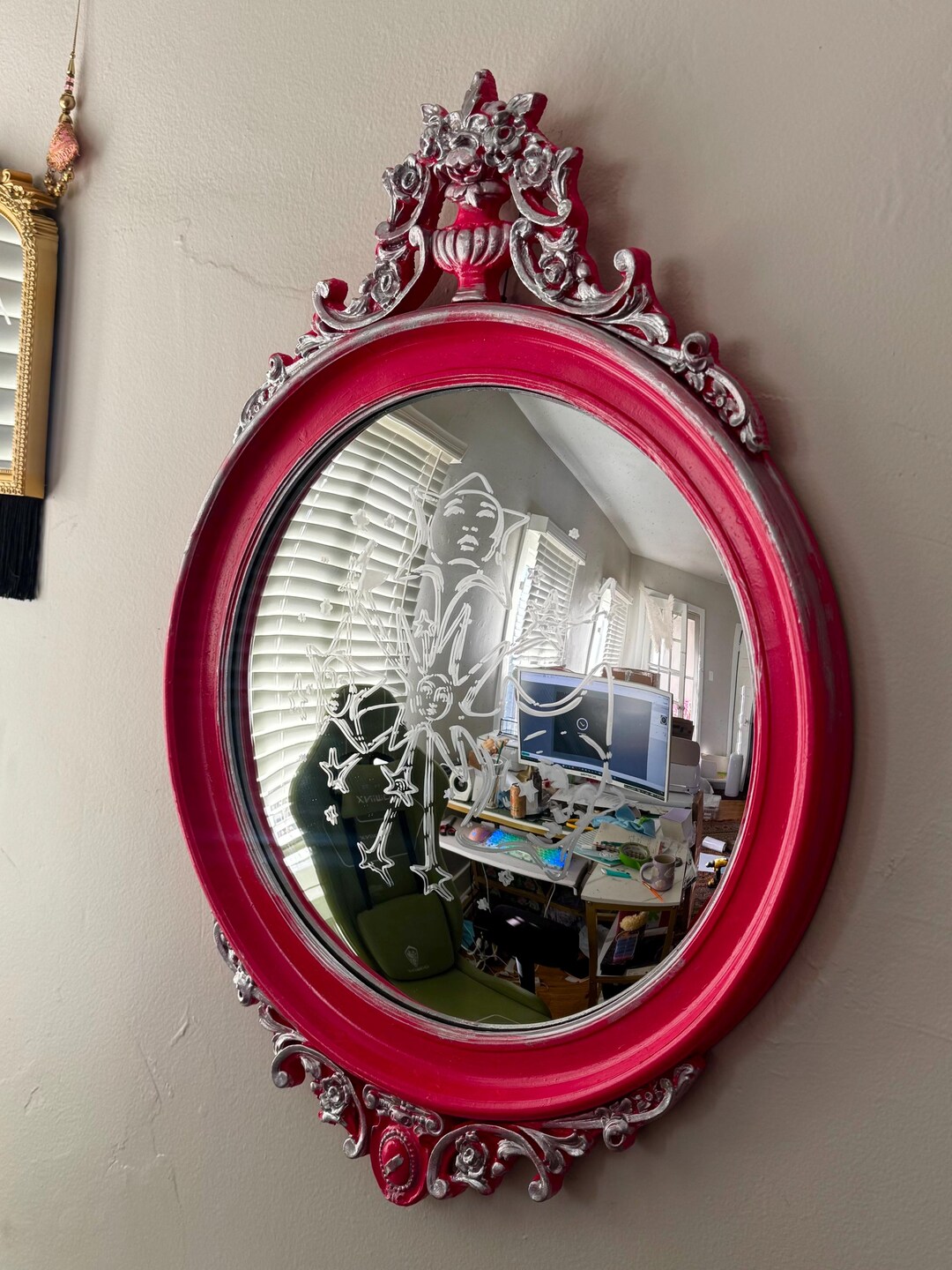 SOLD: Hand Etched Whimsy Wishing Faces (bubble/fish Eye) Mirror!!! - Etsy