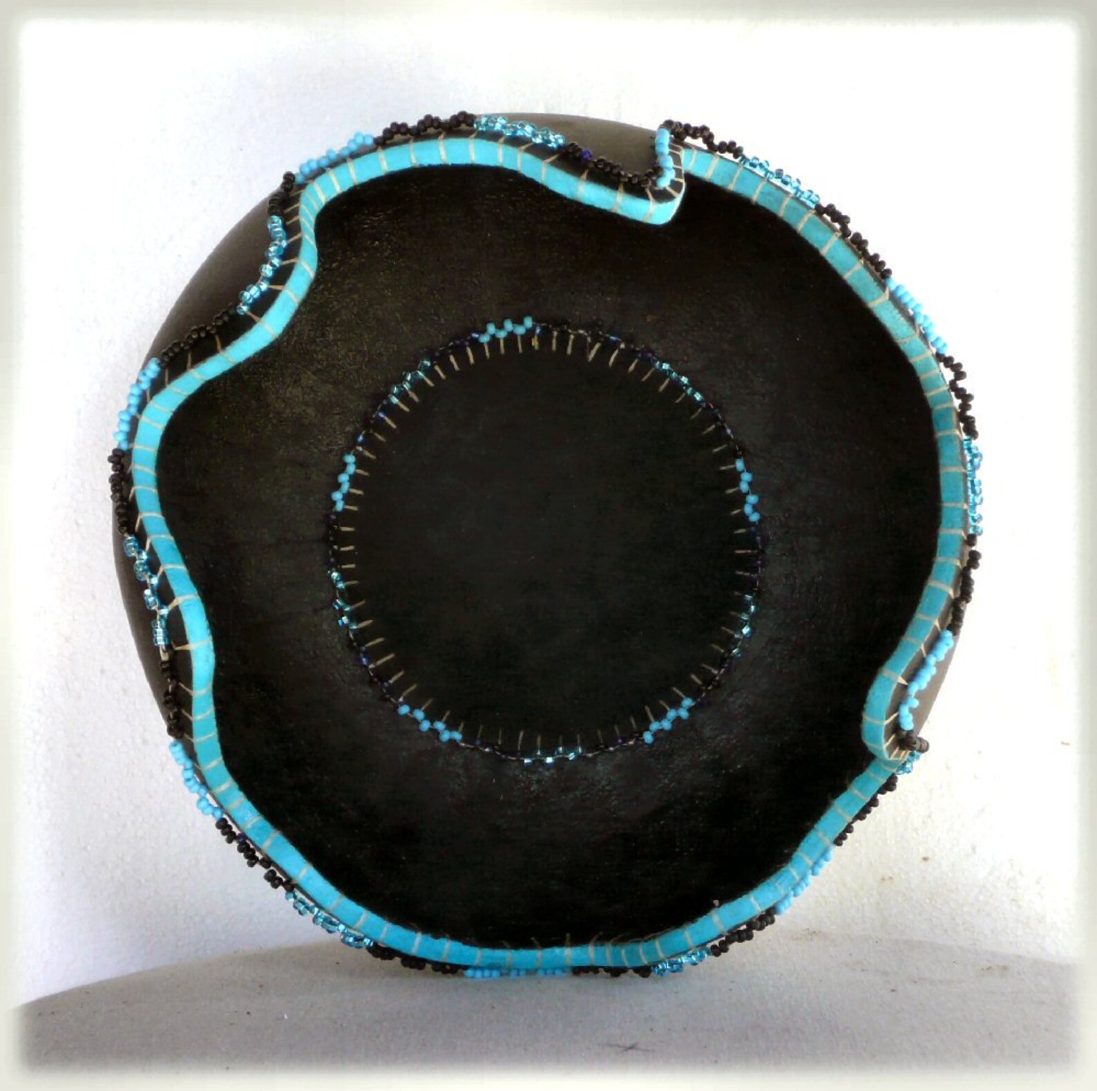 Blue Rondo - Beaded Gourd Bowl - Etsy