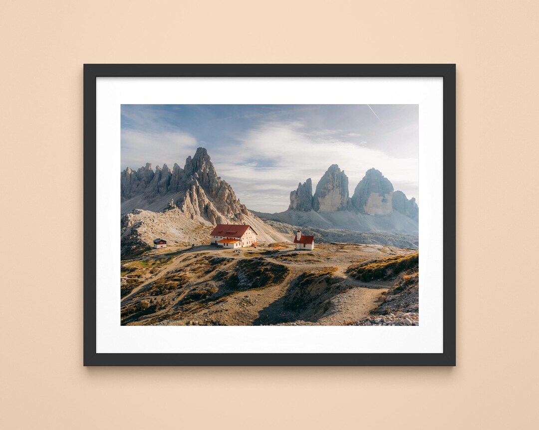 Dreizinnenhütte Tre Cime Print, Dolomites Wall Art, Mountain Hut Photo ...