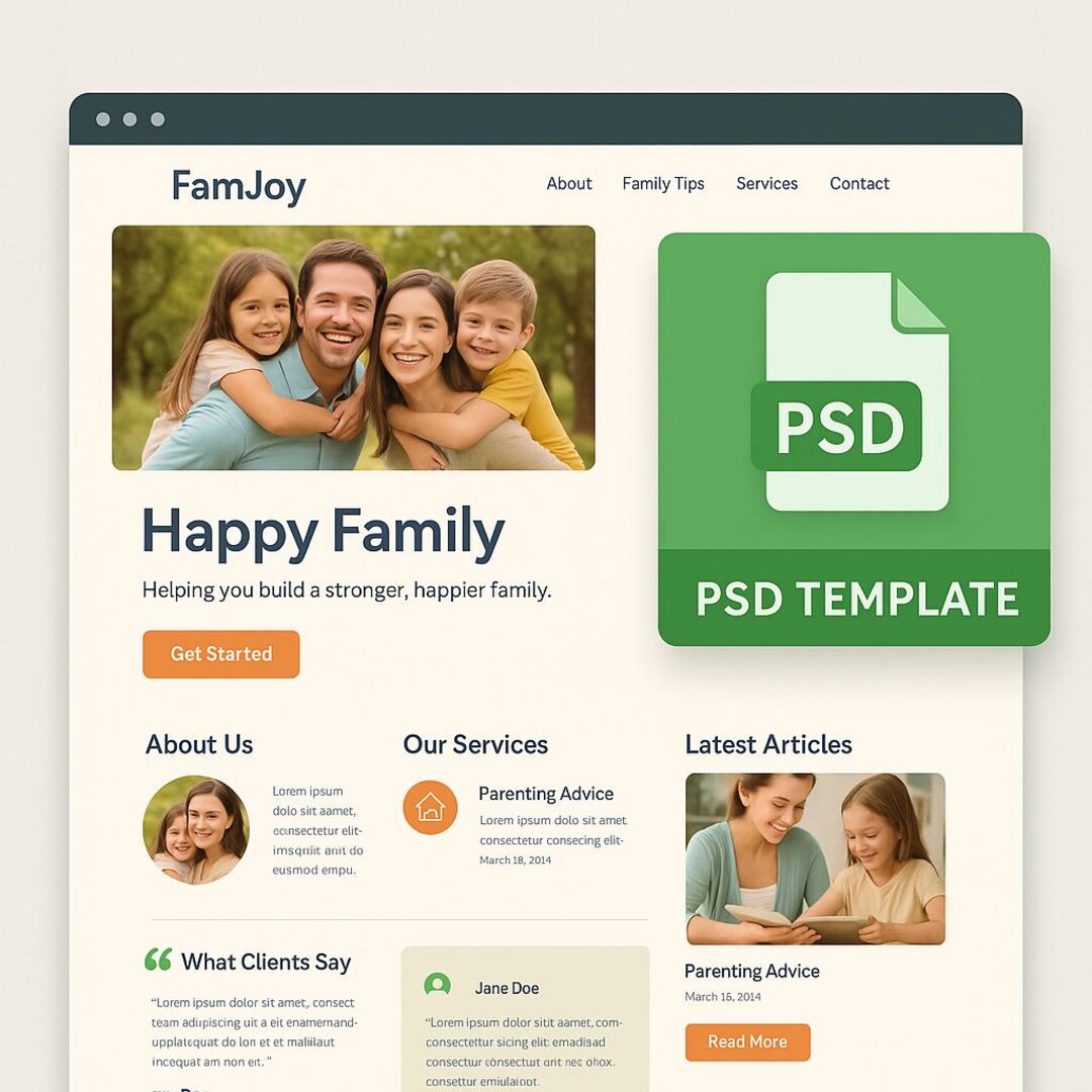 Famjoy – Happy Family PSD Website Template (edition 1 of 2) - Etsy