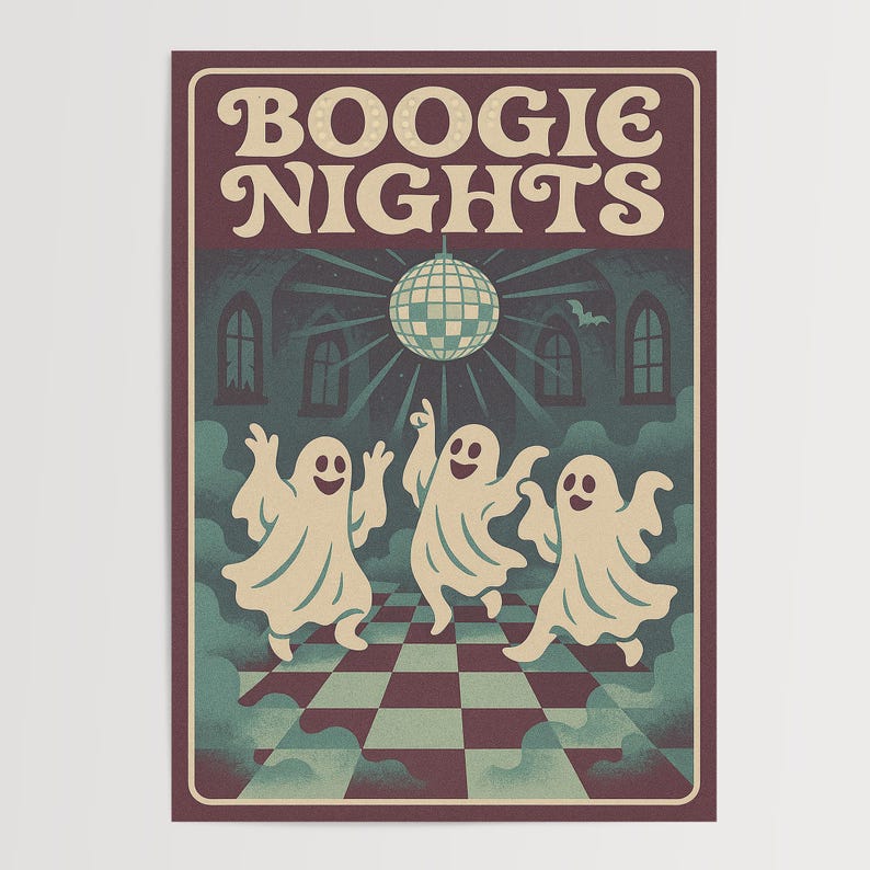 Retro Halloween Ghost Print: Funny Disco Party Decor - Etsy