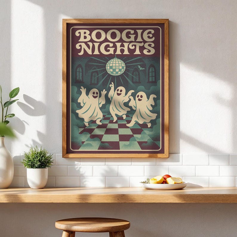 Retro Halloween Ghost Print: Funny Disco Party Decor - Etsy
