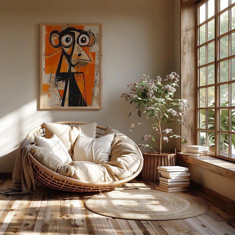 Cubist Monkey Poster, Abstract Animal Wall Art, Bold Graphic Primate ...
