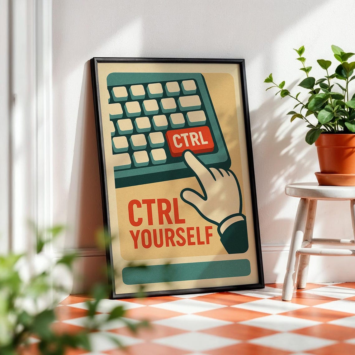 Funny Ctrl Yourself Poster: Retro Keyboard Art for Geeks - Etsy