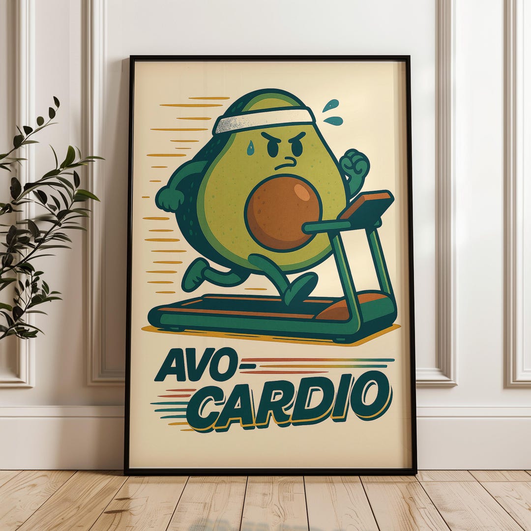 Funny Avocado Gym Poster: Avo-cardio Treadmill Print - Etsy UK