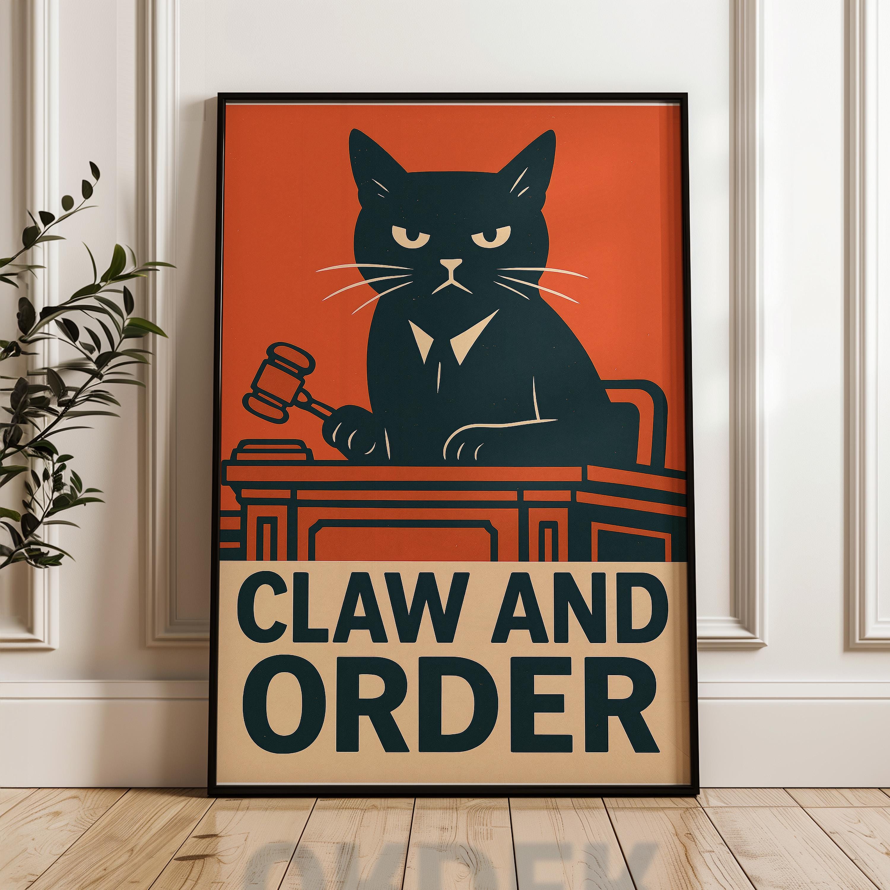 Funny Cat Judge Poster: Claw and Order Retro Office Art - Etsy