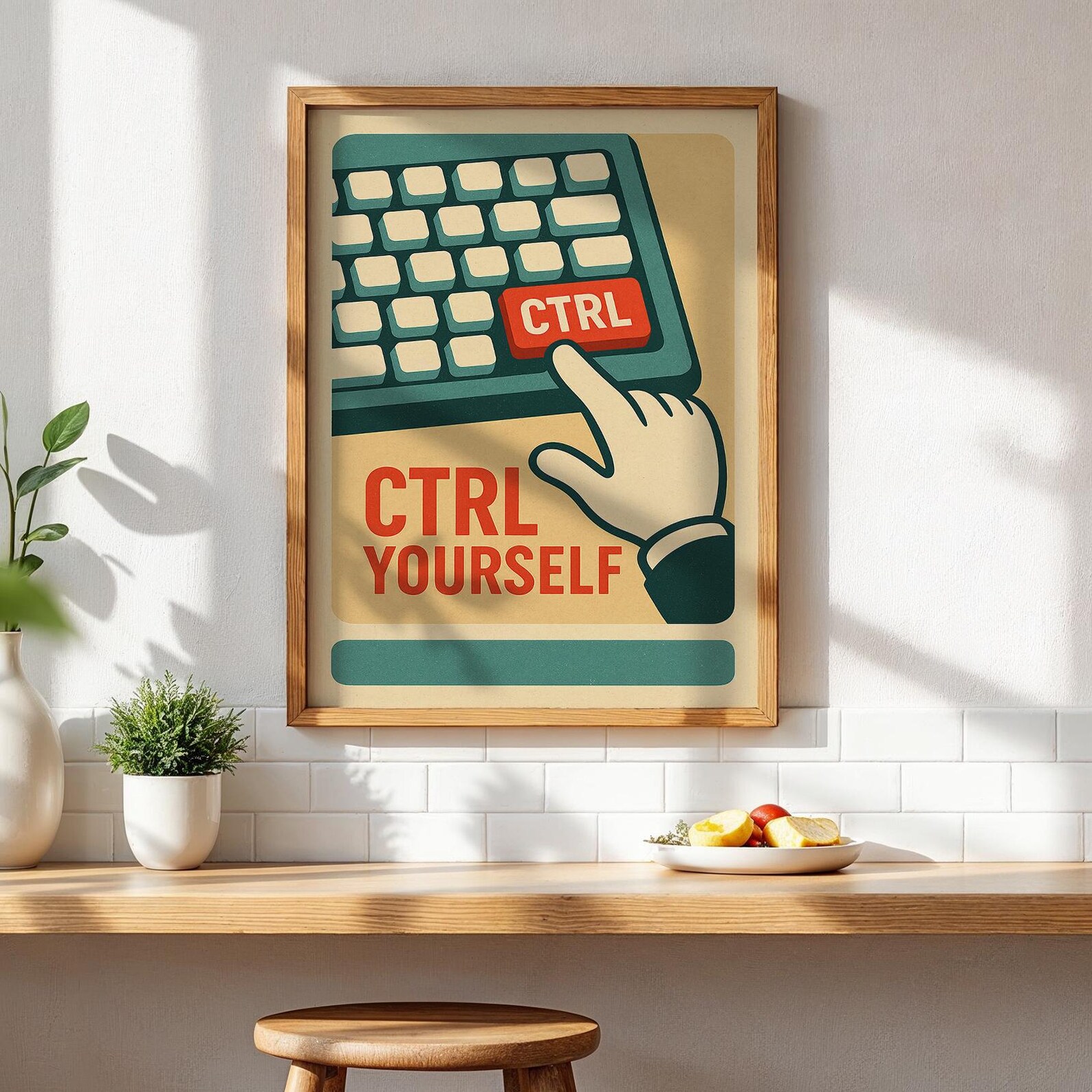 Funny Ctrl Yourself Poster: Retro Keyboard Art for Geeks - Etsy
