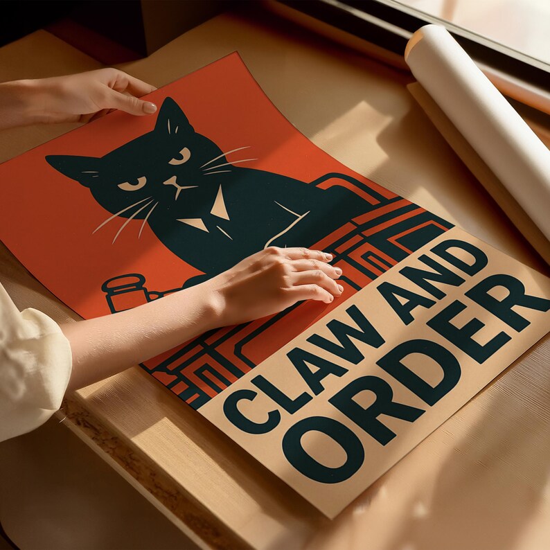 Funny Cat Judge Poster: Claw and Order Retro Office Art - Etsy